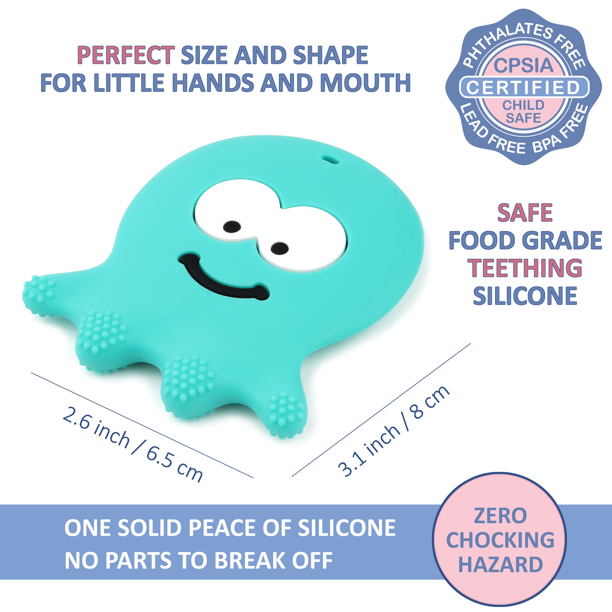 Dark Mint Octopus Teether – Baby Elefun