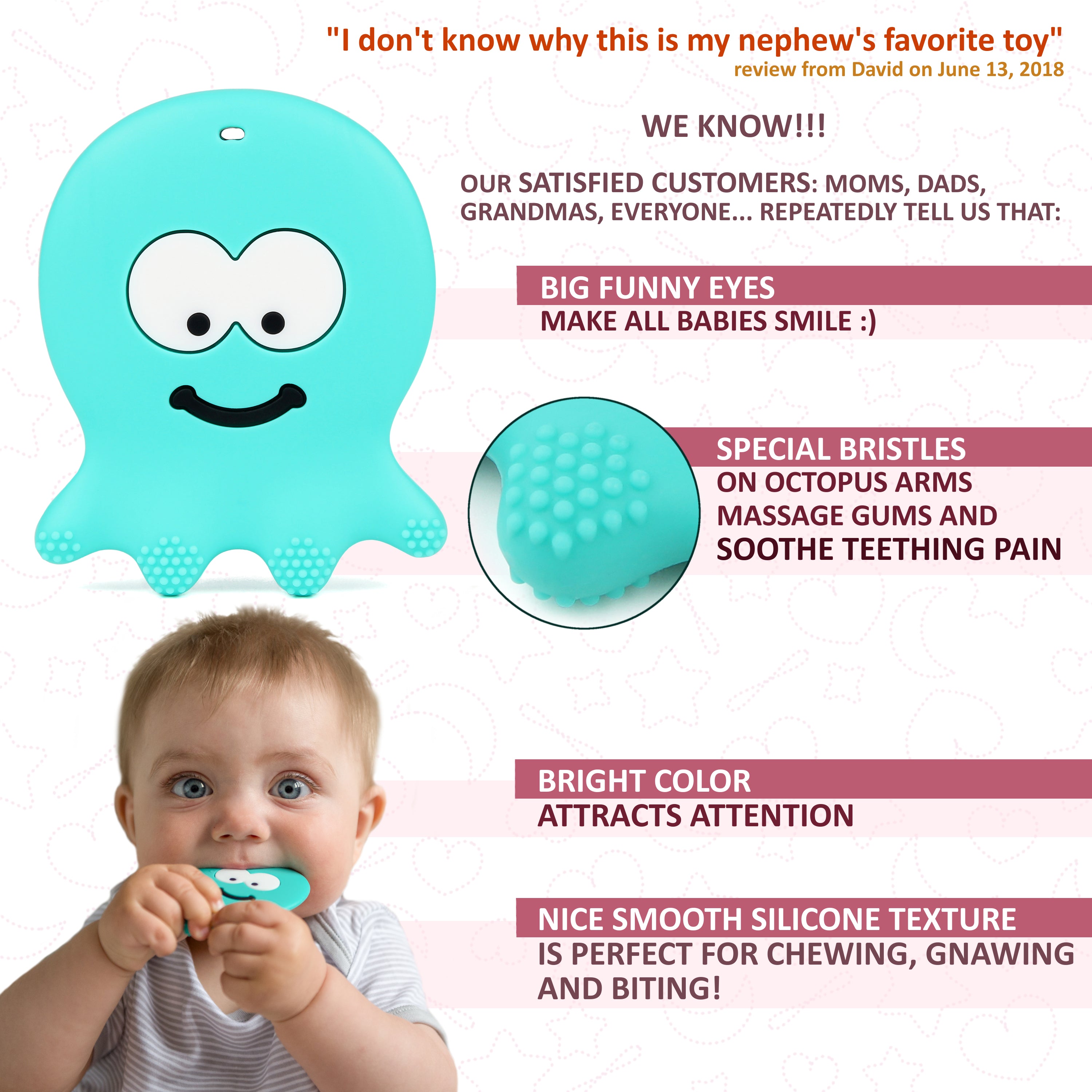 Dark Mint Octopus Teether – Baby Elefun